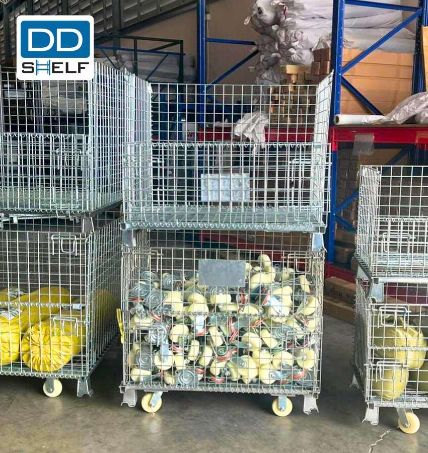 พาเลทตะแกรงเหล็กพับได้ DD Shelf Mesh Containers รับน้ำหนักได้เยอะ | BB ...